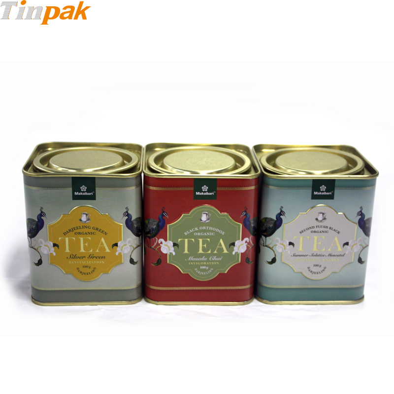 Custom Square Tea Tins with Pry Lid Wholesaler